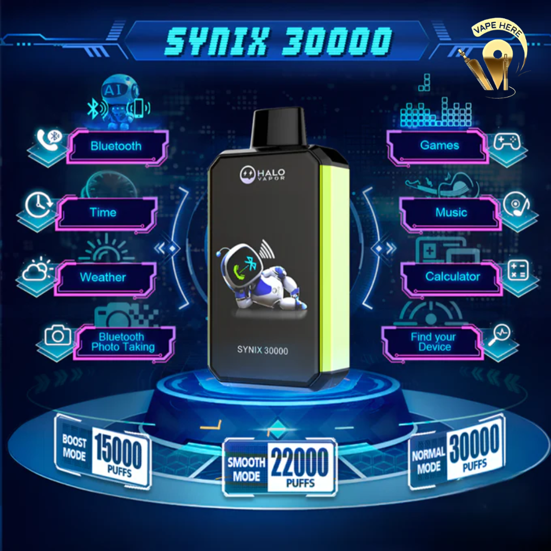 HELLO SYNIX 30000 PUFFS SMART PHONE DISPOSABLE VAPE AI CHAT & DISPLAY ...
