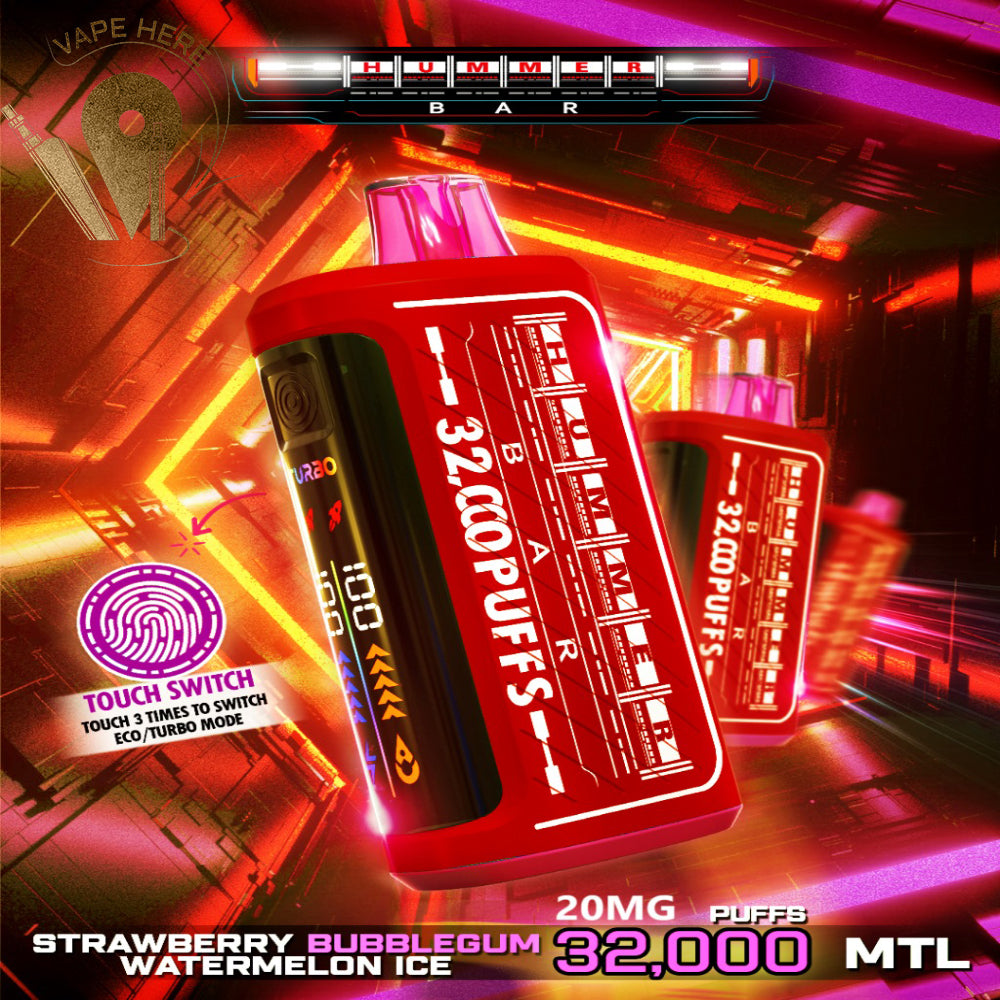 Hummer Bar 32000 Puffs Disposable Vape 20mg 2% Nicotine | Touch Switch ...